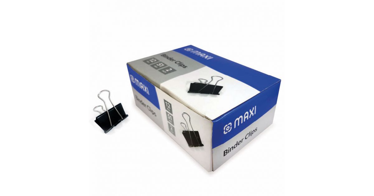 MAXI Binder Clip 51mm Box of 12pc Black | Sandhai | sandhai.ae