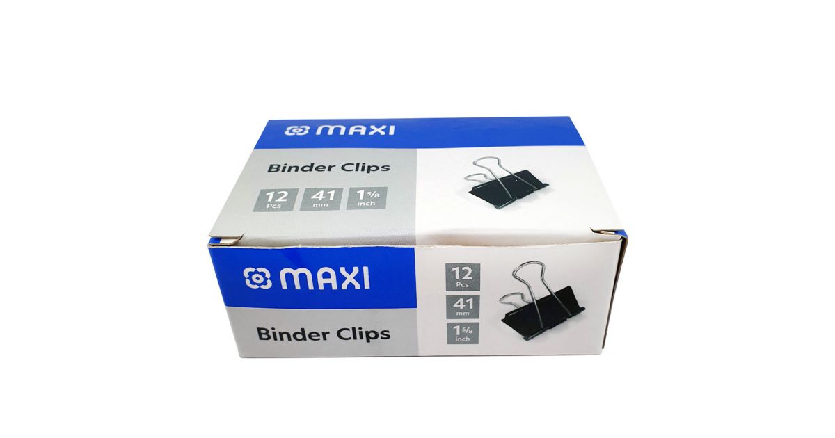 MAXI Binder Clip 41mm Box of 12 pc Black | Sandhai | sandhai.ae