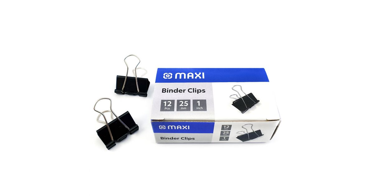 MAXI Binder Clip 25mm Box of 12 pc Black | Sandhai | sandhai.ae