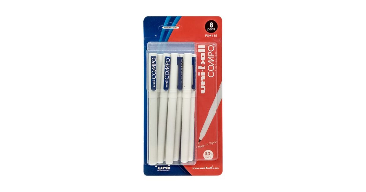 Buy Uni-ball Compo Blue Pen 0.3mm bls Pack Of 8 Shop Online | sandhai.ae