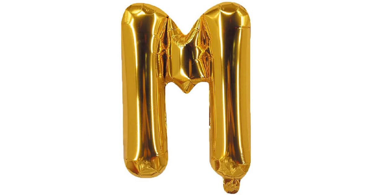 M Letter Gold Foil Party Balloon - Nisha | sandhai.ae