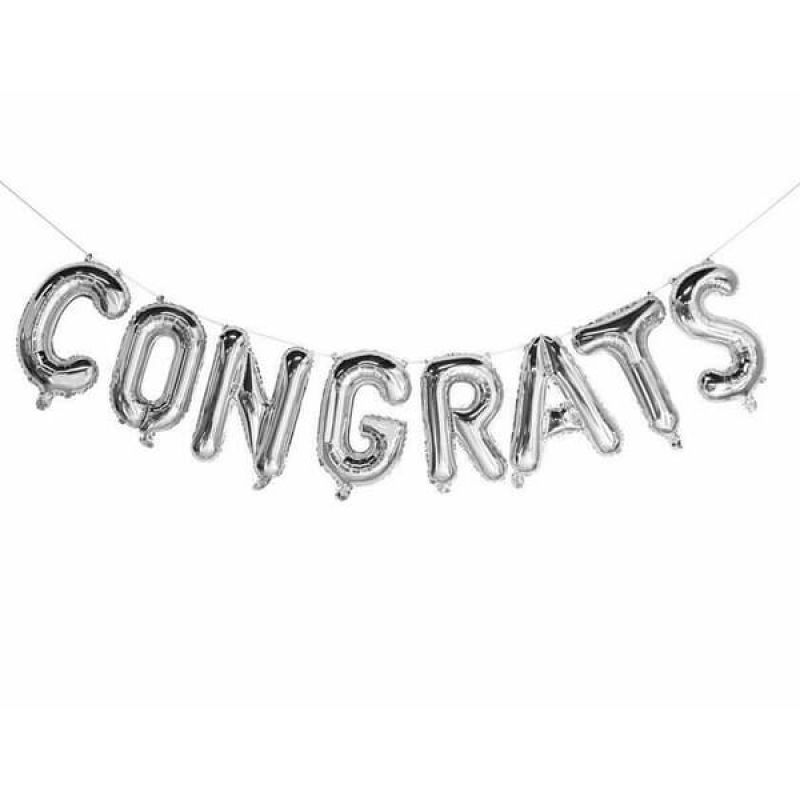 8-Piece Congrats Letter Balloon Banner Kit | sandhai.ae