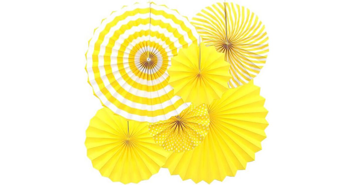 6-Piece Yellow Paper Decoration Set | sandhai.ae