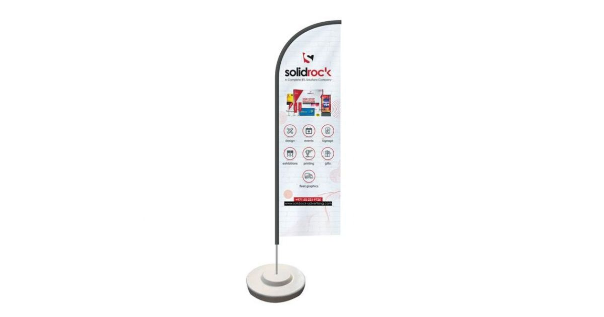 Curve Top Flag Metal Pole With Base Advertising Flags | sandhai.ae