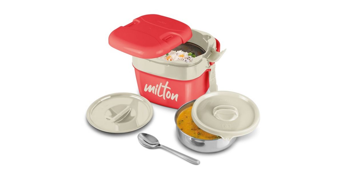 Milton Cubic Small Inner Stainless Steel Lunch Box, 1100 ml, Red ...