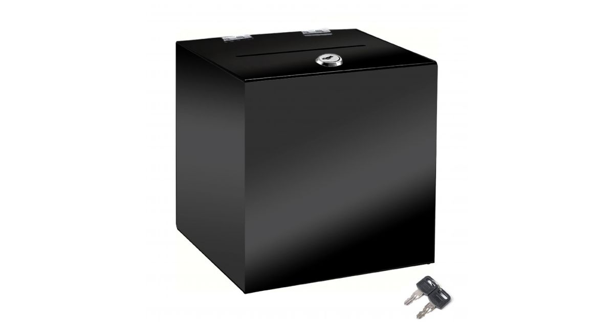 Black Acrylic Secret Lucky Draw Box with Lock 35 cm | Secure Raffle Box ...
