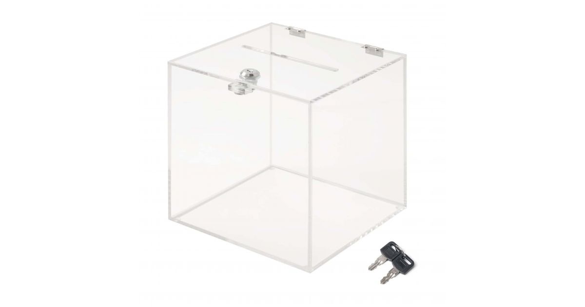 Clear Acrylic Voting Box with Lock 35 cm | Transparent Ballot ...